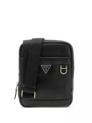 Guess Logo Plaque Grained Messenger Bag