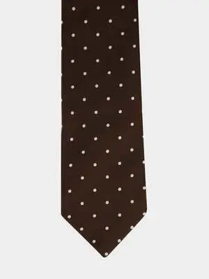 TOM FORD Chocolate Polka Dot Silk Neck Tie - Brown