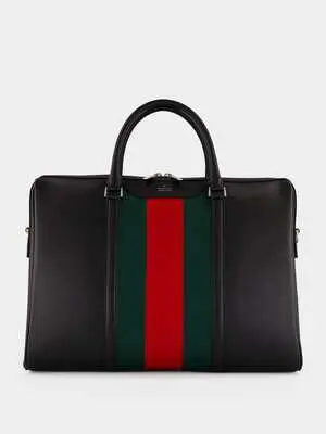 Gucci Mega Web Medium Briefcase In Leather - Black