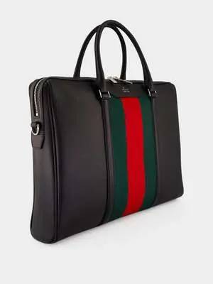 Gucci Mega Web Medium Briefcase In Leather