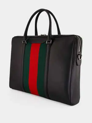 Gucci Mega Web Medium Briefcase In Leather