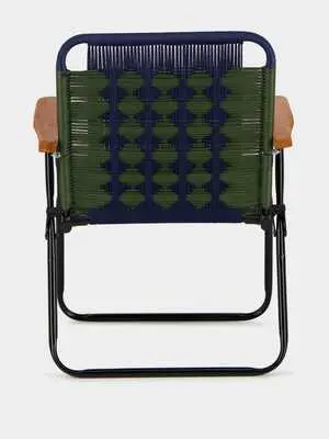 TRAMEI Woven Folding Chair With Wooden Arms