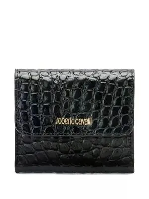 Roberto Cavalli Croc-effect Logo-lettering Card Holder - Black