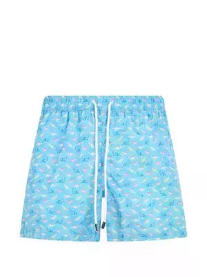 Fedeli Printed Swim Shorts - Blue