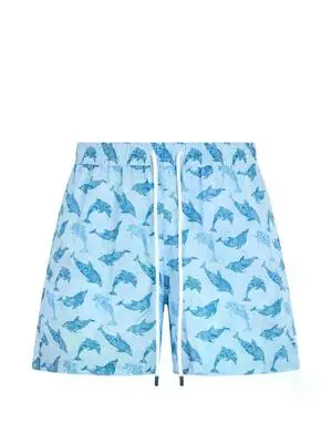 Fedeli Marine Pattern Swim Shorts - Blue