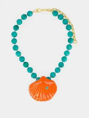 LIZZIE FORTUNATO Beaded Shell Pendant Necklace - Multicolour