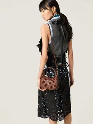 Miu Miu Oak Wander Woven Leather Hobo Bag - Brown