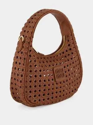 Miu Miu Oak Wander Woven Leather Hobo Bag - Brown
