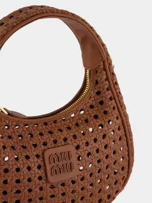 Miu Miu Oak Wander Woven Leather Hobo Bag - Brown