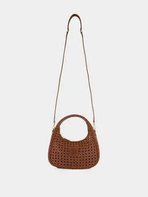Miu Miu Oak Wander Woven Leather Hobo Bag - Brown