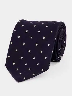 TOM FORD Navy Polka Dot Silk Neck Tie - Blue