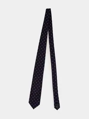 TOM FORD Navy Polka Dot Silk Neck Tie - Blue