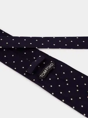 TOM FORD Navy Polka Dot Silk Neck Tie - Blue