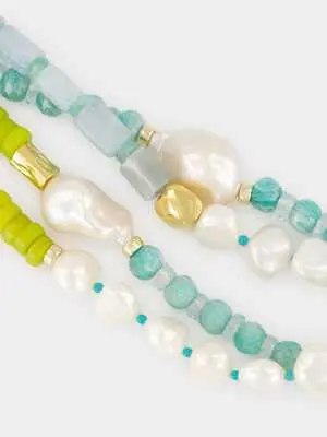 LIZZIE FORTUNATO Aqua Cabana" Beaded Statement Necklace