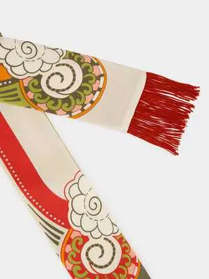 La DoubleJ Anemone Ghirlanda Silk Skinny Scarf