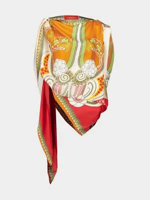 LA DOUBLEJ La DoubleJ "Daisychain Placée" Silk Foulard Top