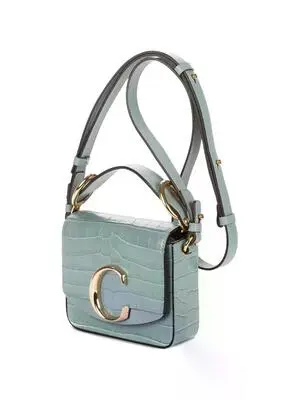 Chloé C Crocodile-effect Shoulder Bag - Blue
