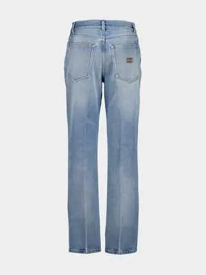 Miu Miu Sapphire Washed Denim Jeans