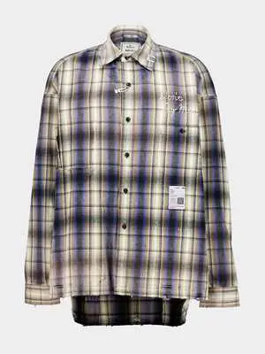 Mihara Yasuhiro Beige Vintage Check Shirt - Blue