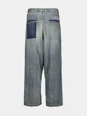 Mihara Yasuhiro Indigo Stripe Denim Bush Pants