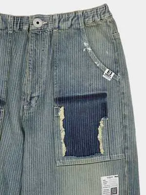 Mihara Yasuhiro Indigo Stripe Denim Bush Pants