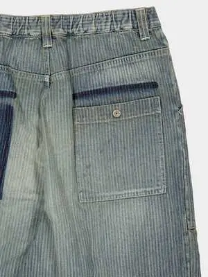 Mihara Yasuhiro Indigo Stripe Denim Bush Pants