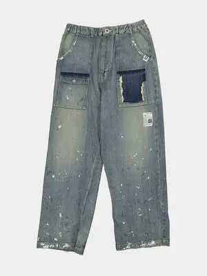Mihara Yasuhiro Indigo Stripe Denim Bush Pants