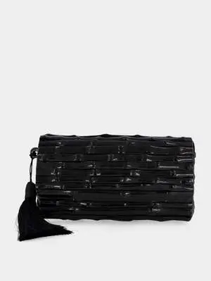 Glorinha Paranagua Gaya Lacquered Bamboo Clutch - Black