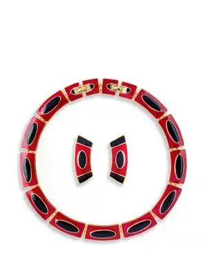 MONET Gold-tone And Geometric Set - Red