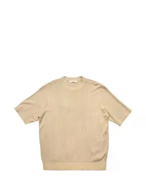 SELECTED Mattis Ribbed-knit T-shirt - Neutrals