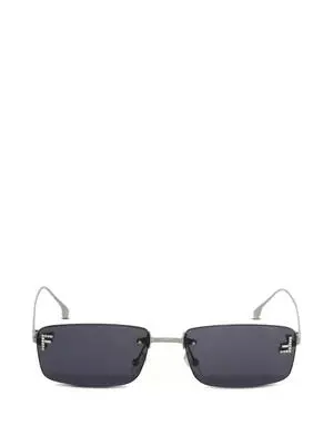 Fendi Crystal-embellished Rectangle-frame Sunglasses - Silver