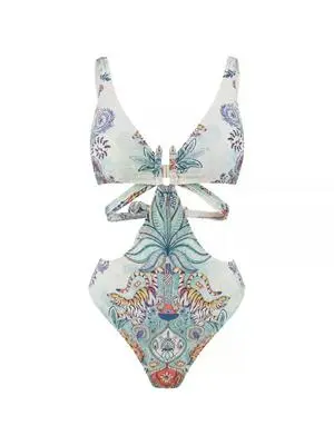 Just Cavalli Tiger-print Cut-out One-piece Swimsuit