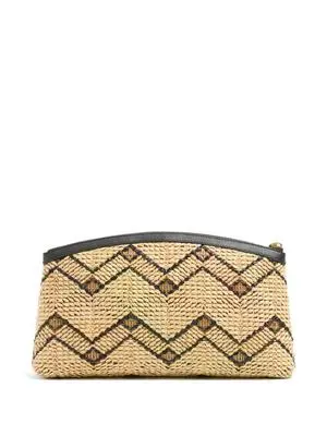 Valentino Garavani Raffia Clutch Bag With Geometric Pattern