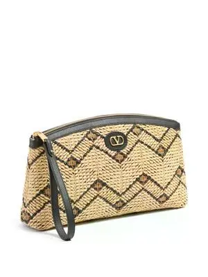 Valentino Garavani Raffia Clutch Bag With Geometric Pattern