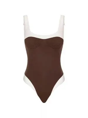 NOIRE SWIMWEAR Adele Square-neck Swimsuit - Brown