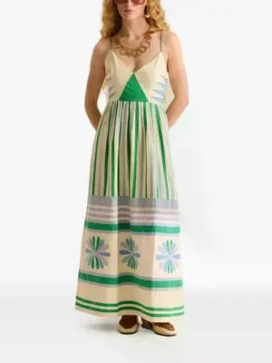 Carolina K Gardenia White Floral Print Striped Dress