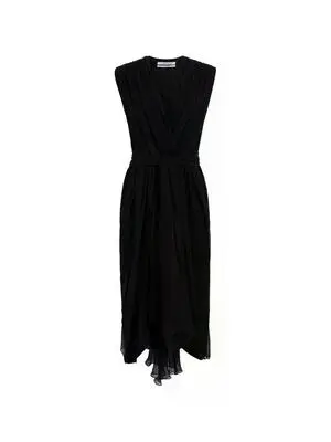Another Tomorrow Gathered V-neck Midi Dress