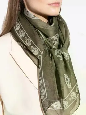 Alexander McQueen Skull Motif Scarf - Green