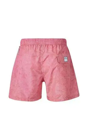 Fedeli Cross-print Swim Shorts - Red