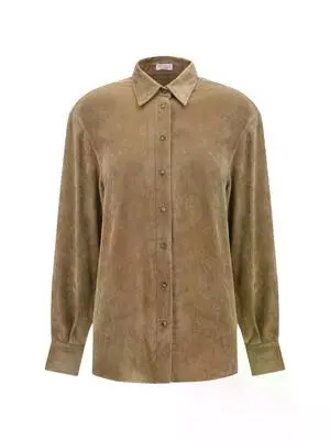 Brunello Cucinelli Brown Corduroy Snap-button Shirt