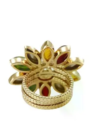 Gucci Plated Strass Interlocking G Flower Ring