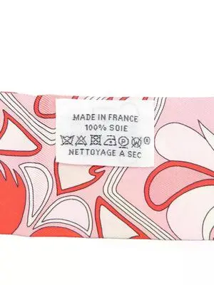 Hermès 2000-2026 Folklore Silk Twilly Scarf Scarves - Pink