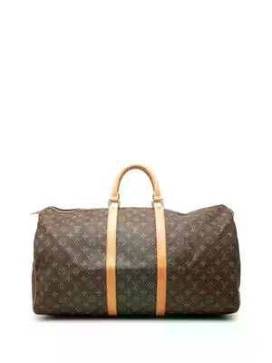LOUIS VUITTON Monogram Keepall 55 Travel Bag - Brown