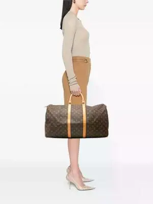 LOUIS VUITTON Monogram Keepall 55 Travel Bag - Brown