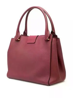 Burberry Calfskin Buckle Tote Satchel - Red