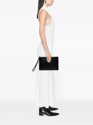 Balenciaga Monogram Embossed Leather Wristlet Clutch Bag