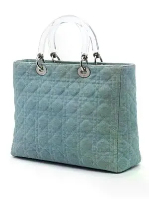Dior Large Denim Cannage Lady Satchel - Blue