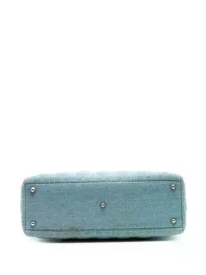 Dior Large Denim Cannage Lady Satchel - Blue