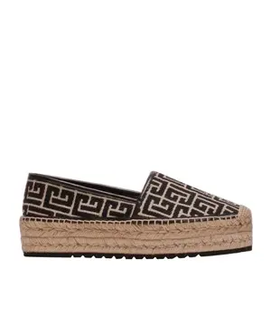 Balmain Alex Monogrammed Platform Espadrilles - Brown
