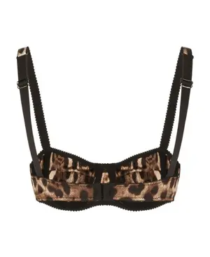 Dolce & Gabbana Satin Leopard-print Balcony Bra